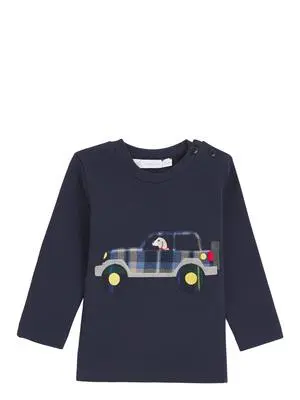 PER TE Car Motif" Wool Blend Sweater - Blue