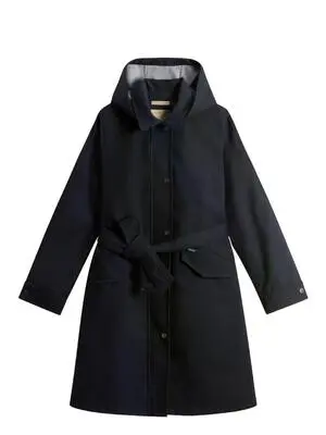 Woolrich Hooded Belted Water-resistant Trench Coat - Blue