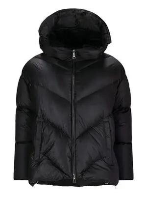Add Hooded Chevron-quilted Down Jacket - Black