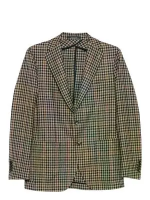 Tagliatore Gingham-check Blazer - Brown