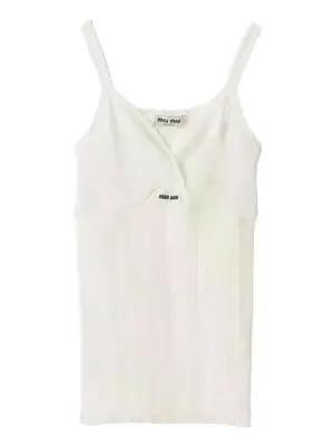 Miu Miu Ribbed Knit Top - White