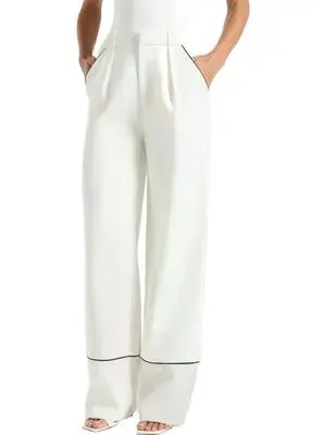 Manière De Voir Mina Contrast-piped Pleated Trousers - White