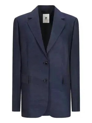PT TORINO Three-button Linen Jacket - Blue