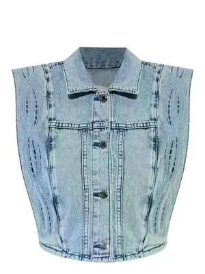IRO PARIS Rosye Broderie-anglaise Denim Jacket - Blue