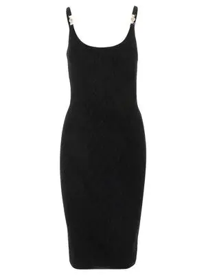 Versace Embellished-strap Midi Dress - Black