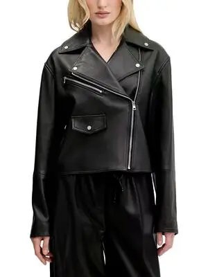 HUGO BOSS Zipped Leather Biker Jacket
