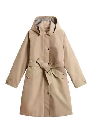 Woolrich Hooded Belted Trench Coat - Neutrals
