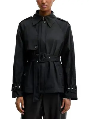 Guess Belted Notched Lapel Jacket - Black