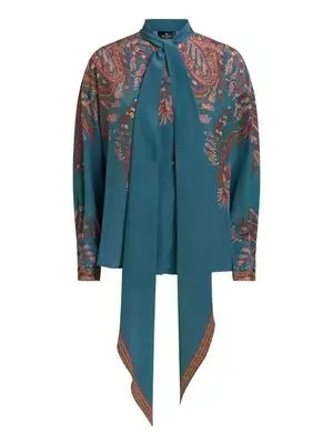 Etro Paisley-print Tie-neck Blouse - Blue