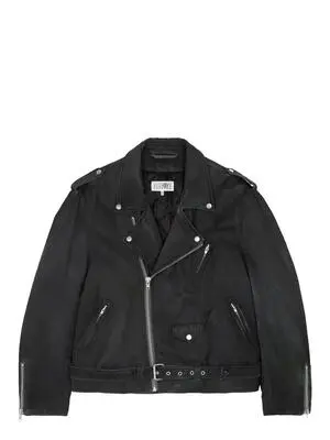 MAISON MARGIELA Asymmetrical-zip Biker Jacket - Black