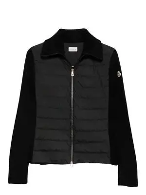 Moncler Quilted Knit-panel Puffer Jacket - Black