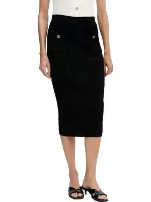 Guess Ribbed-knit Midi Skirt - Black