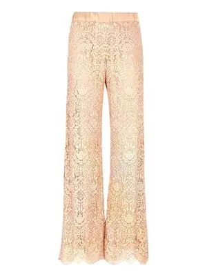 D.exterior Wide-leg Lace Trousers - Pink