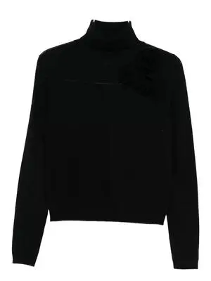 ALLUDE High-neck Wool-cashmere Blend Sweater - Black
