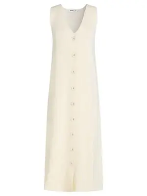JIL SANDER Ribbed Cotton-blend Midi Dress - Cream