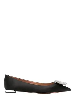 AQUAZZURA Crystal-embellished Flat Pumps - Black