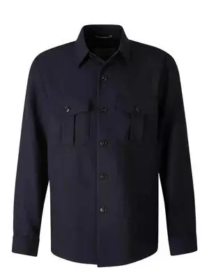 Canali Chest-pockets Shirt Jacket - Blue