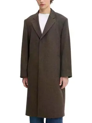 Hugo Herringbone Single-breasted Coat - Brown