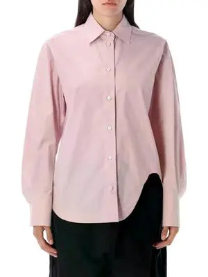 Attico Button-up Shirt With Curved Hem - Pink
