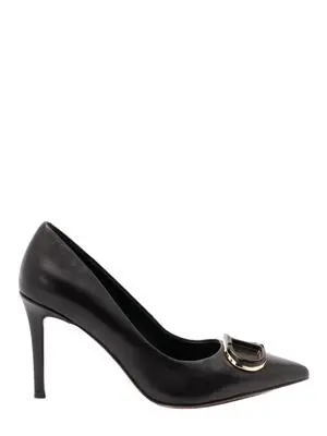 TWINSET 90mm Leather Pointed-toe Pumps - Black