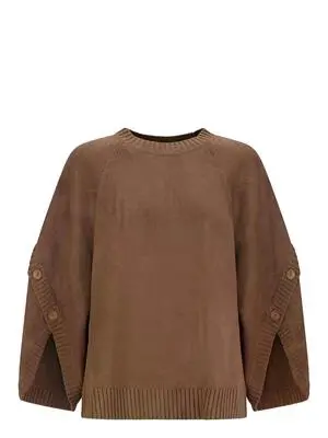 Max Mara Button-detailed Raglan-sleeve Top - Brown