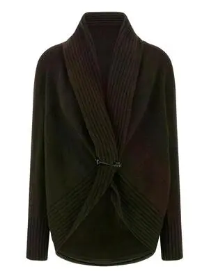 Alberta Ferretti Shawl-collar Cardigan With Brooch - Brown