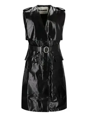 JIL SANDER Sleeveless Belted Coat - Black