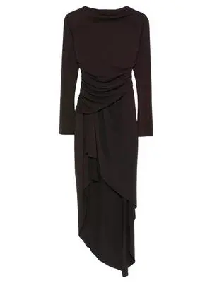 Amen Draped Asymmetric Dress - Brown