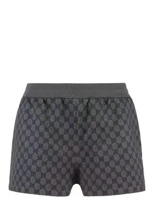 Gucci All Over Gg Print Elastic-waist Shorts - Grey