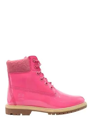 Timberland Patent-leather Lace-up Boots - Pink
