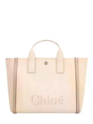 Chloé Small Logo-detail Canvas Tote Bag - Pink