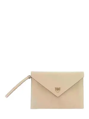 Pinko Leather Clutch - Neutrals