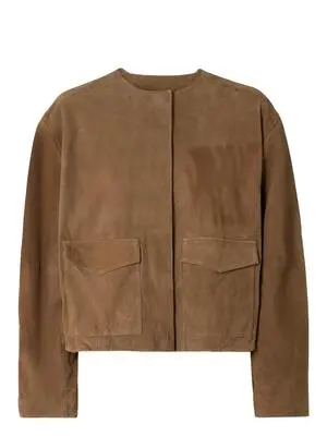 ST. AGNI Utility Cocoon Suede Jacket - Brown