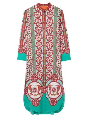 La DoubleJ Floral-print Cotton-poplin Midi Shirt Dress - Multi