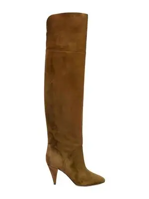 Casadei 120mm Suede Calfskin High-heeled Boots - Brown