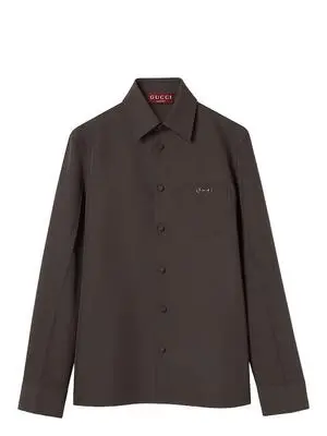 Gucci Polyester Twill Shirt With Horsebit - Brown