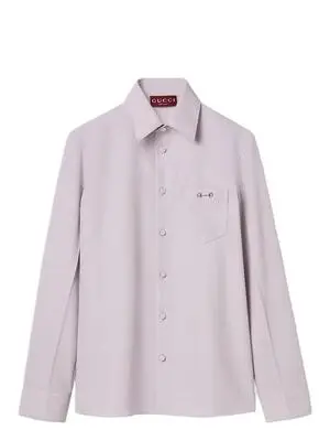 Gucci Wool Gabardine Shirt With Horsebit - Silver
