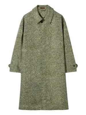 Gucci Bonded Poplin Long Coat With Bouclé Print - Green