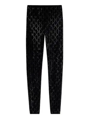 Gucci Gg Crystal Embroidered Leggings - Black