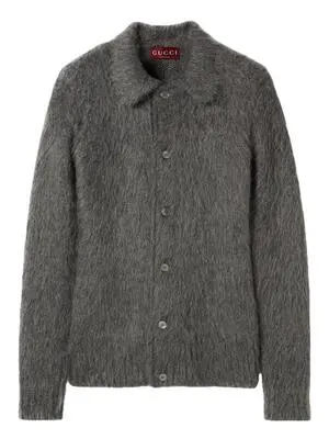 Gucci Brushed Wool Mohair Cardigan - Grey