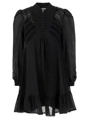 Max Mara Lace-insert Ruffled Mini Dress - Black