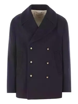 Valentino Garavani Double-breasted Wool Pea Coat - Blue