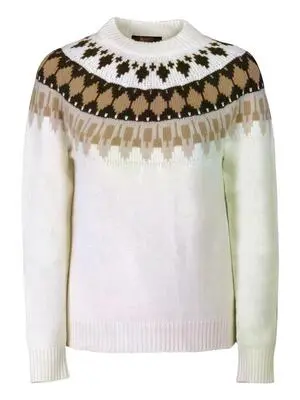 MOORER Fair Isle-knit Crew-neck Sweater - Neutrals