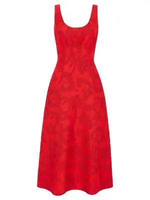 EMILIA WICKSTEAD Labrina Boucle Midi Dress - Red