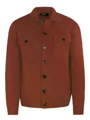 MOORER Button-up Knitted Shirt - Red