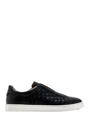 Magnanni Woven Leather Slip-on Sneakers - Black