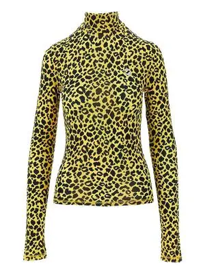 Coperni Leopard-print Turtleneck Top - Yellow