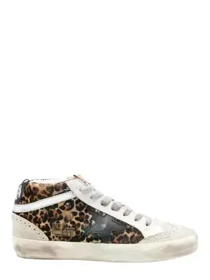 GOLDEN GOOSE Mid Star Leopard-print Sneakers - Grey