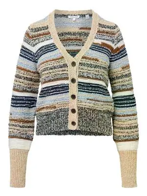 VERONICA BEARD Striped Button-Closure Cardigan