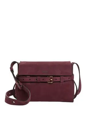 Moschino Tie Me Suede Shoulder Bag - Wine